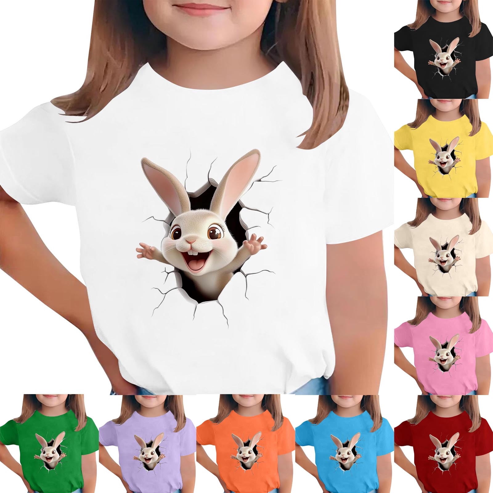 Afuyipoi Children's Easter T-shirt,Printed Short Sleeve Round Neck 3 ...