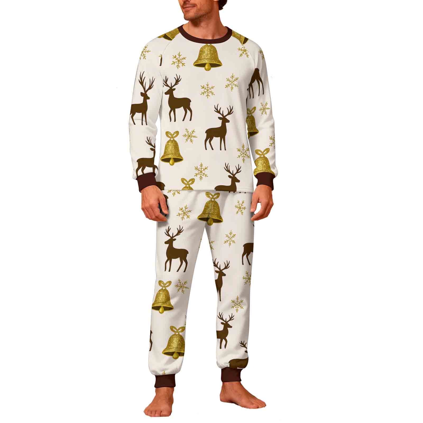 Afuyipoi Christmas Pajamas Men, Homewear Plaid Print Two-Piece Set Xmas ...