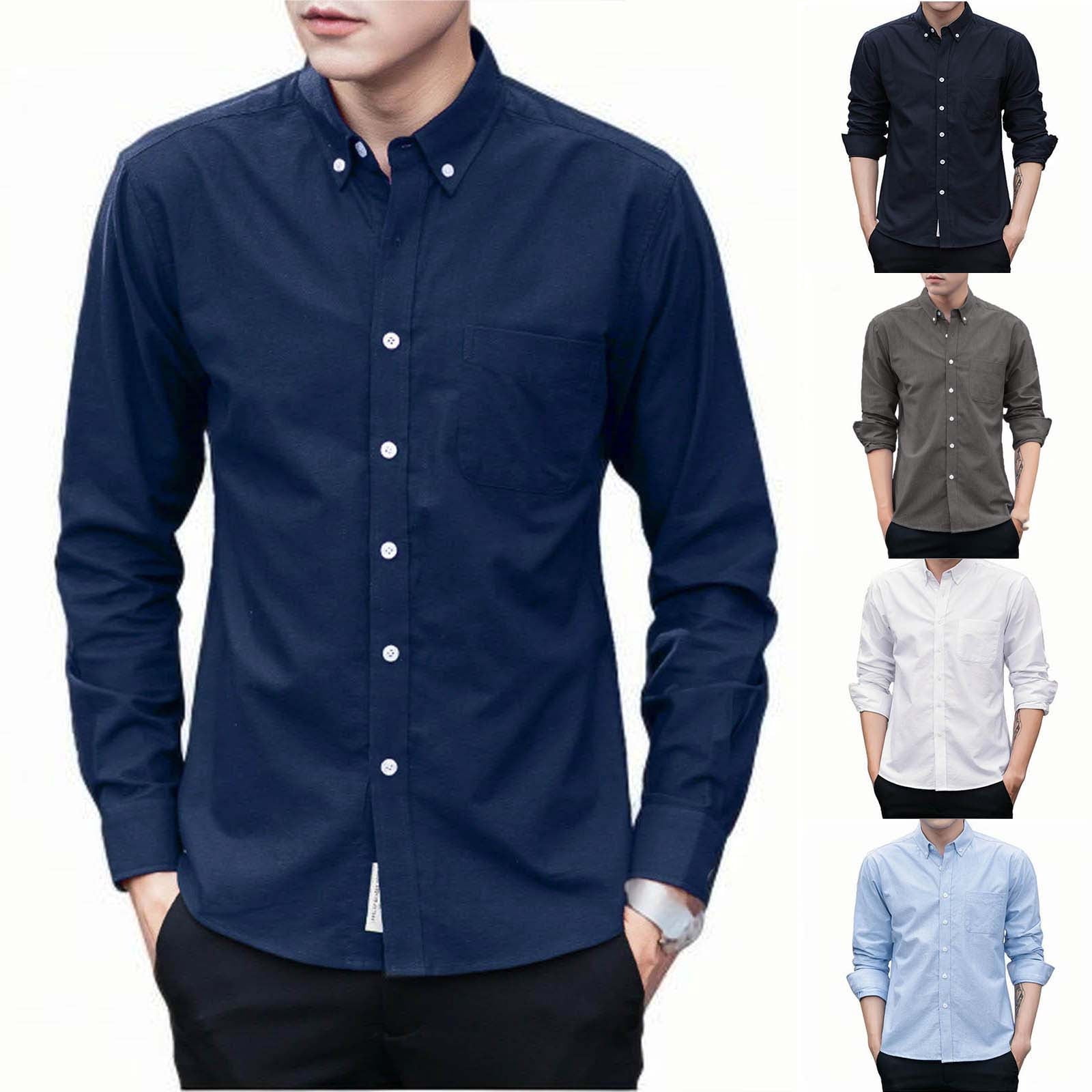 Afuyipoi Classic Button Up Oversized Men's Dress Shirt,Business with ...