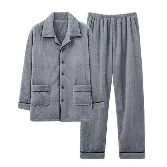 Afuyipoi Flannel Pajamas Men , Button Down Pajamas Elastic Waist Pajama ...