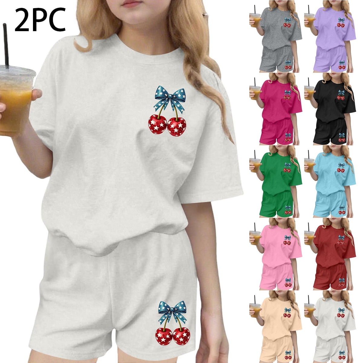 Afuyipoi Girls 2PC Independence Day Sets (3-15 Years), Soft Breathable ...