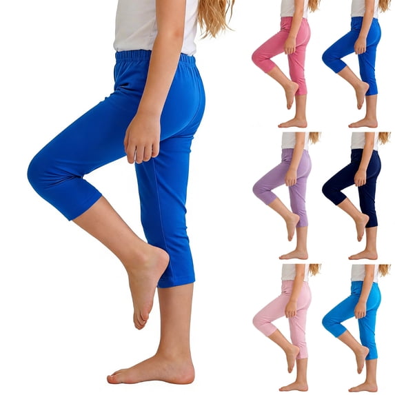 Afuyipoi Girls Capri Leggings（2-12 Years）, Kids Soft Breathable Cotton ...