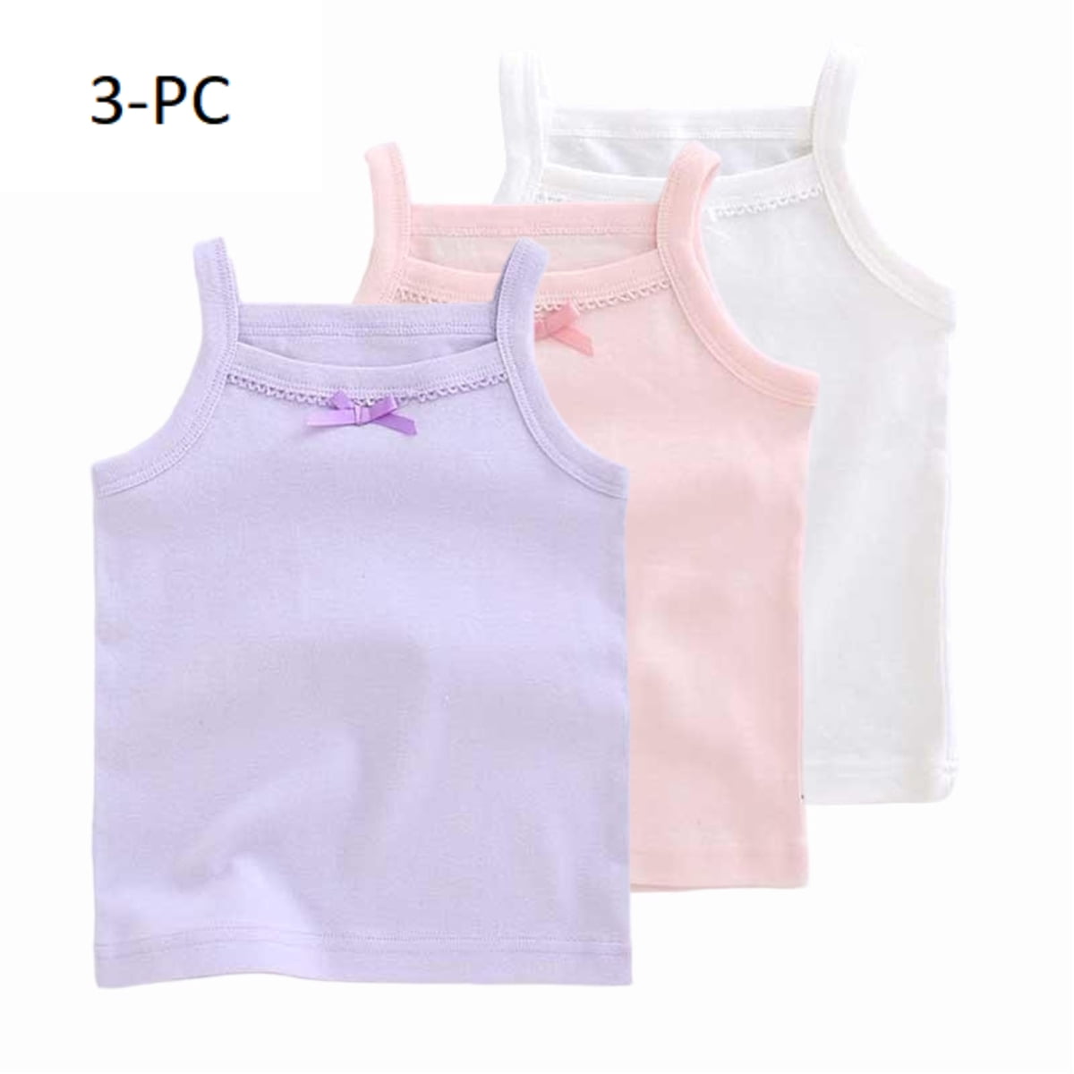 Afuyipoi Girls Cotton Camisole 3-Pack (0-13 Years) Summer Thin ...