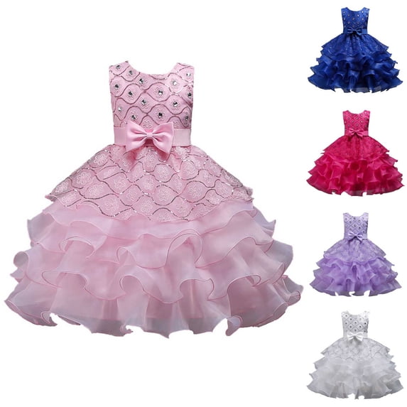 Afuyipoi Girls Embroidered Ruffle Dress (3-15 Years) Soft Breathable ...