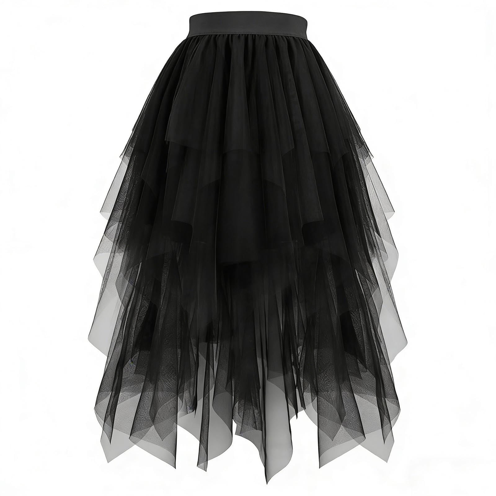 Afuyipoi Girls High Waisted Skirts,Pleated Skirt Mesh Layers Solid ...