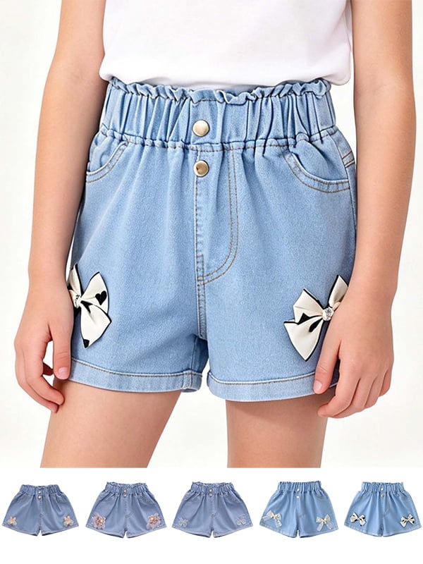Afuyipoi Girls Jean Shorts(2-13 Years), Fashion Graphic Printed Soft ...