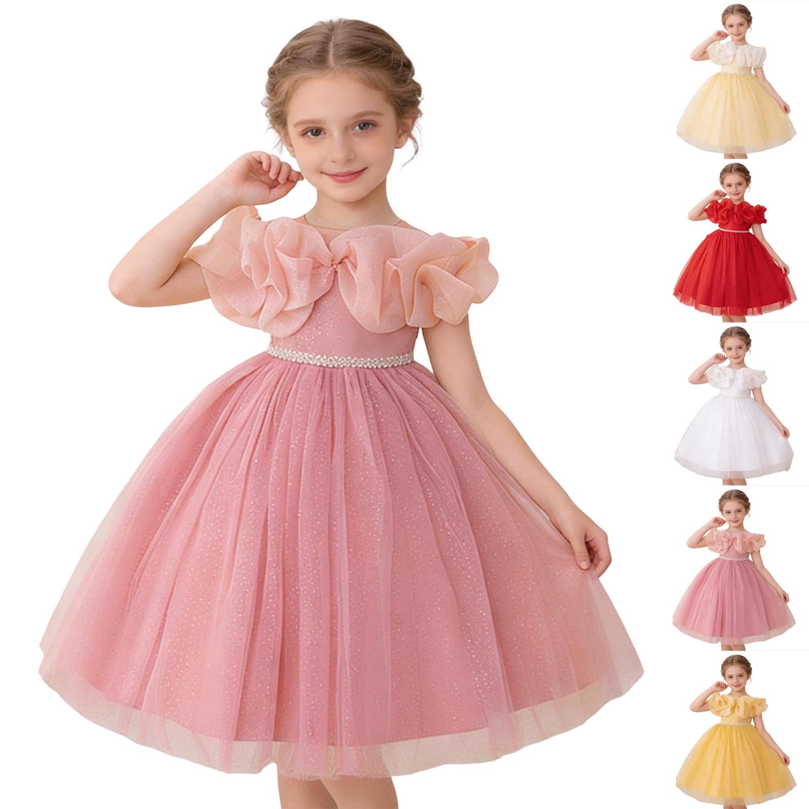 Afuyipoi Girls Mesh Performance Dress (4-15 Years) Soft Flowy Mesh ...