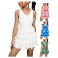 Afuyipoi Girls Print Button Vacation Dress (8-12 Years) Soft Breathable ...