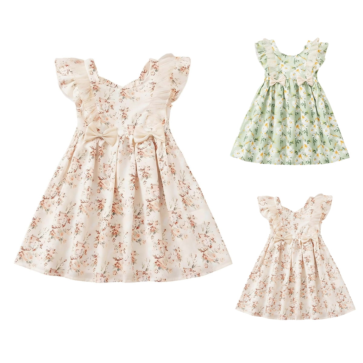 Afuyipoi Girls Sleeveless Dress (2-8 Years) Soft Breathable Fabric ...