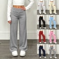 Afuyipoi Girls Slim Sweatpants Size 5-15 Solid Color Elastic Waist Wide ...