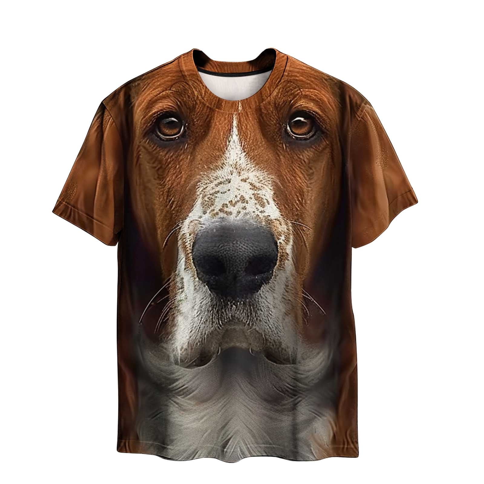 Afuyipoi Graphic T-shirts for Men, Funny Dog Print Short Sleeve Round ...
