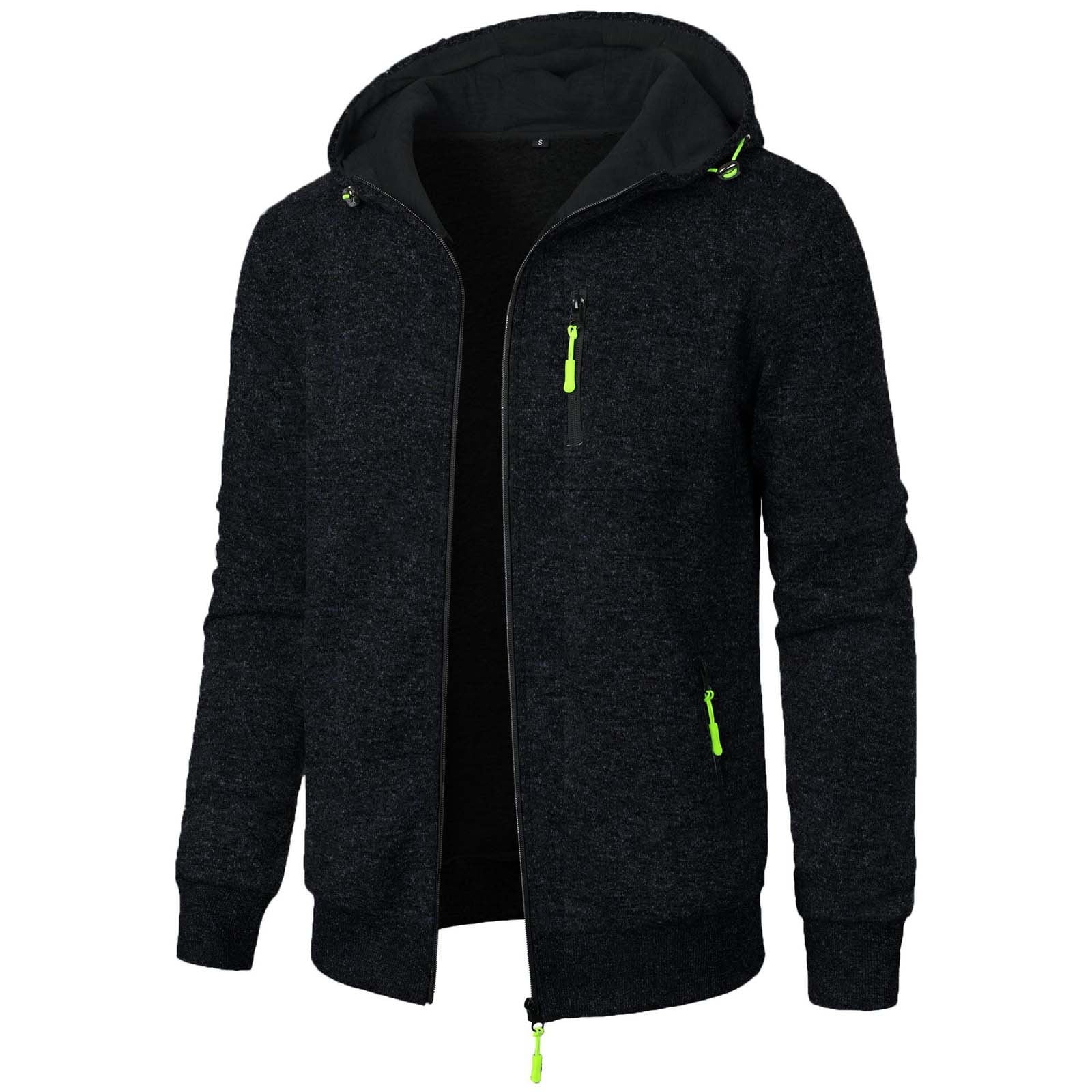 Afuyipoi Hoodies for Men with Zip Pockets, Full Zip Long Sleeve ...