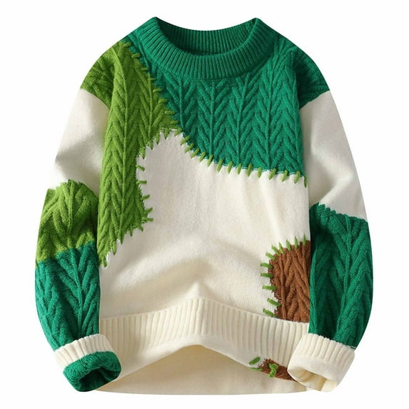Afuyipoi Man Sweater,Leisure Round Neck Color Blocking Knitwear ...