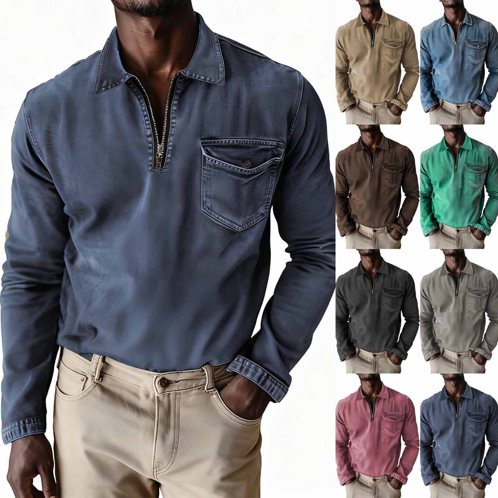 Afuyipoi Men Casual Tops,Loose - Fit Air - Layer Structure Long ...