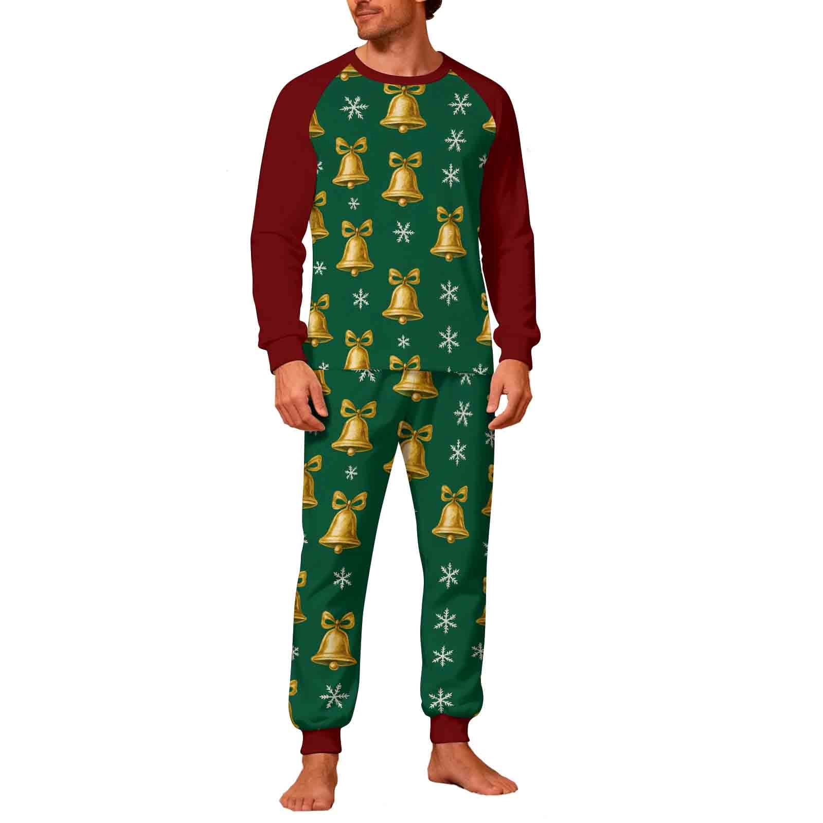 Afuyipoi Men Christmas Pajamas, Two-Piece Set Plaid Print Homewear ...
