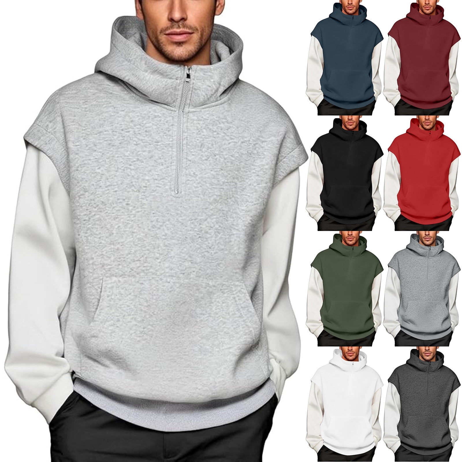 Afuyipoi Men Crewneck Sweatshirts,Comfortable Long Sleeve Solid Color ...