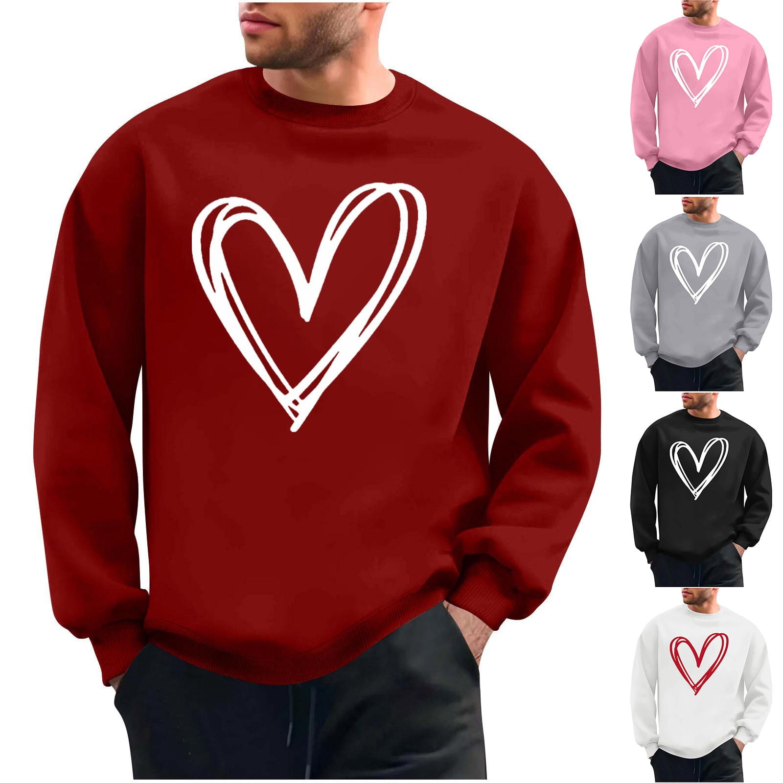 Afuyipoi Men Graphic Sweatshirts, Long Sleeve Valentine's Day Crew Neck ...