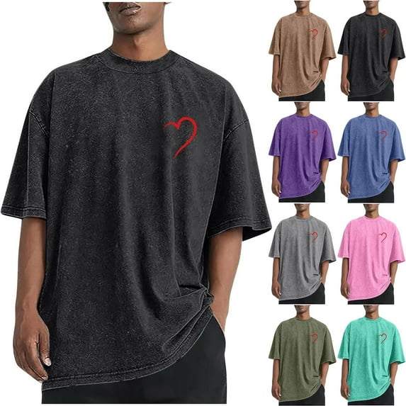 Afuyipoi Men Valentine's Day T-shirts, Crew Neck Graphic Tees Short Sleeve Pullover Shirts ...