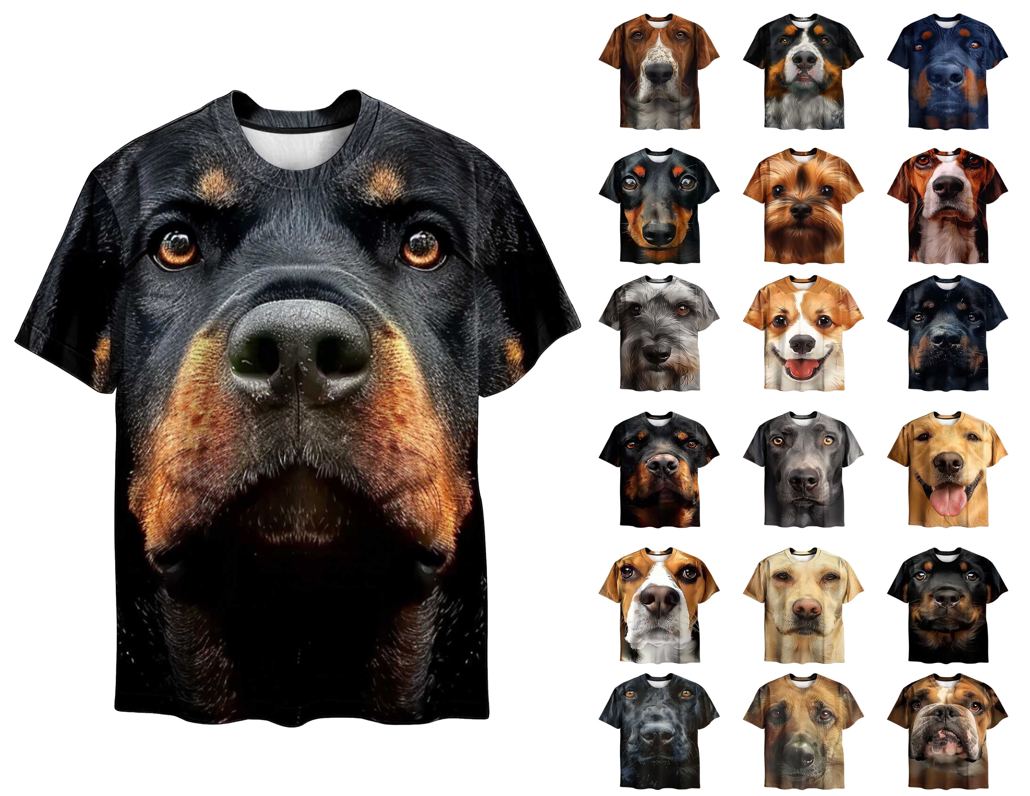Afuyipoi Men's 3D Graphic Print T-shirts, Funny Dog Print Short Sleeve ...