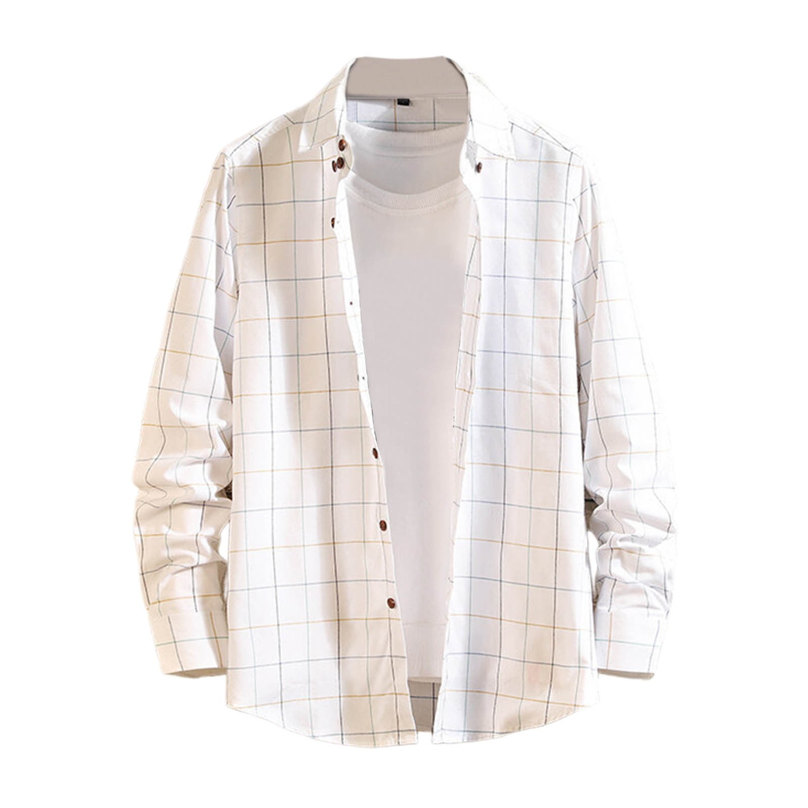 Afuyipoi Men's Athletic Jackets Shirt,Plaid Shirt Long - sleeve Button ...