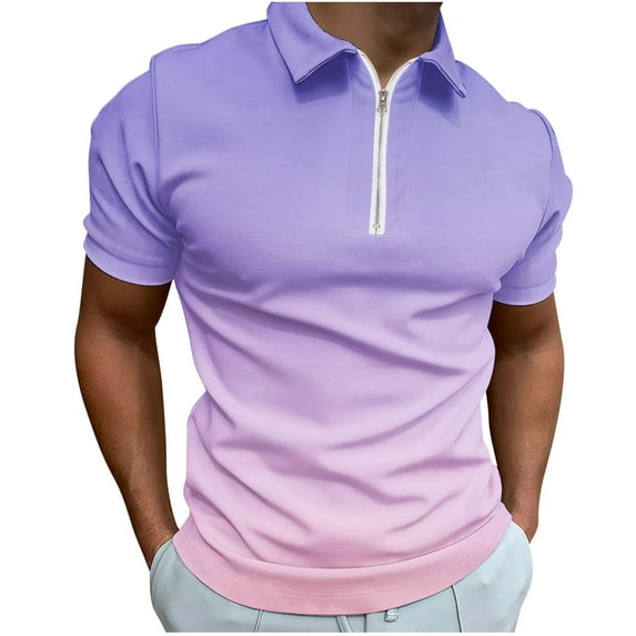 Afuyipoi Men's Casual Printed Zip T-shirt,Pink 2XL - Walmart.com
