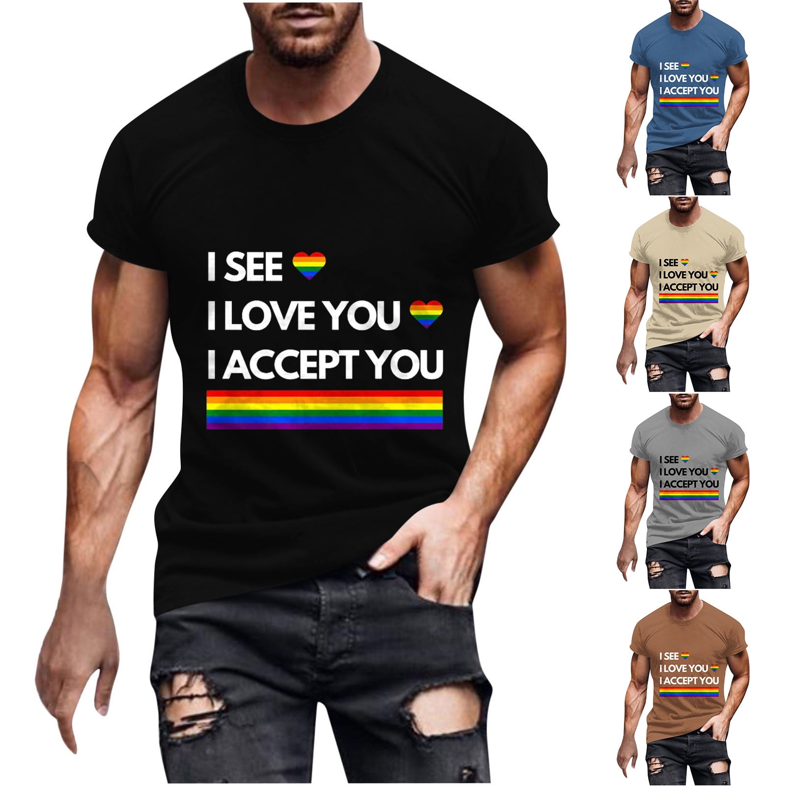 Afuyipoi Men's Color Spectrum Athletic Tee,Dynamic Stretch Construction ...