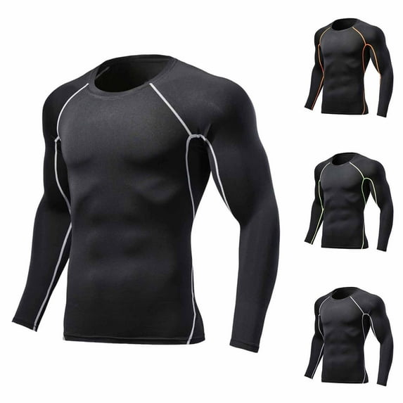 Afuyipoi Men's Compression Shirts Long Sleeve Athletic Workout Base ...