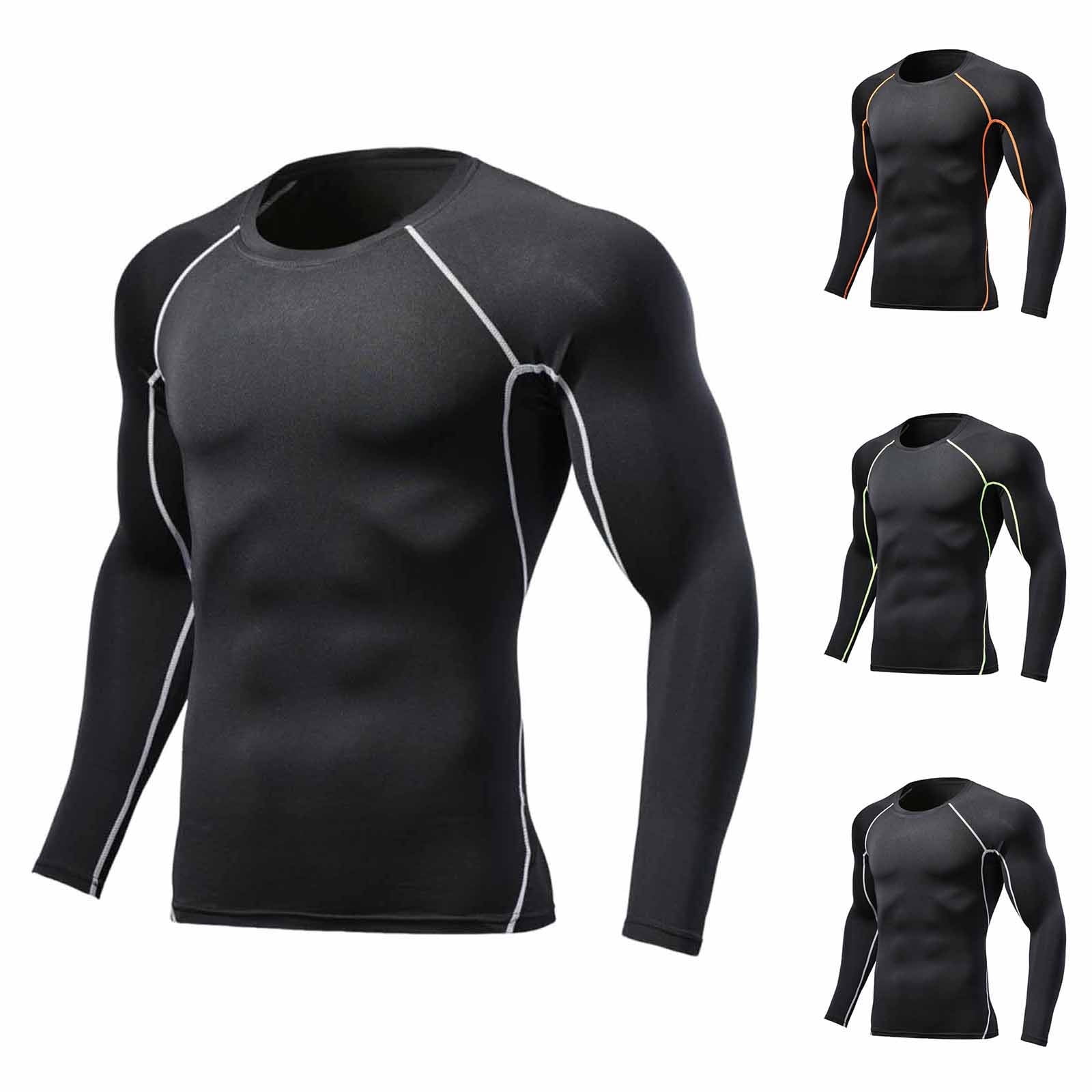 Afuyipoi Men's Compression Shirts Long Sleeve Athletic Workout Base ...