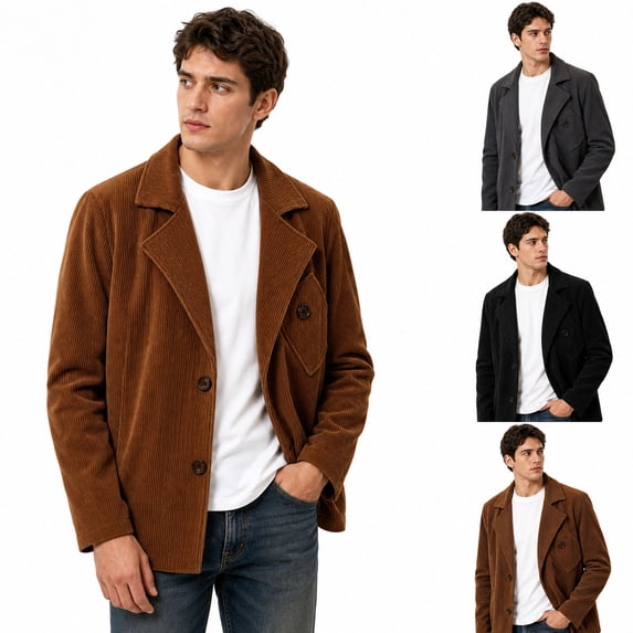 Afuyipoi Men’s Corduroy Blazer Long Sleeve Notched Lapel Two-Button ...