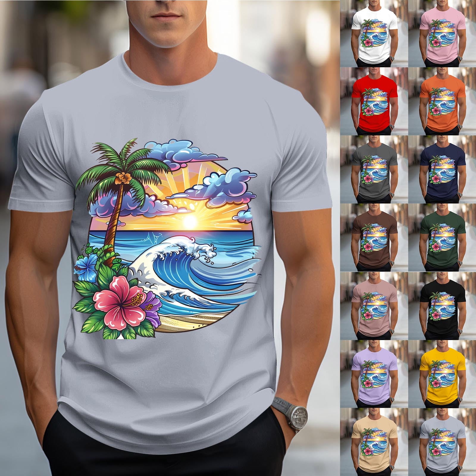 Afuyipoi Men's Hawaiian Graphic Tee,Soft ed Loose Casual Fit Vibrant ...