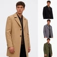 Afuyipoi Men’s Medium-Length Casual Coat Long Sleeve Notched Lapel ...