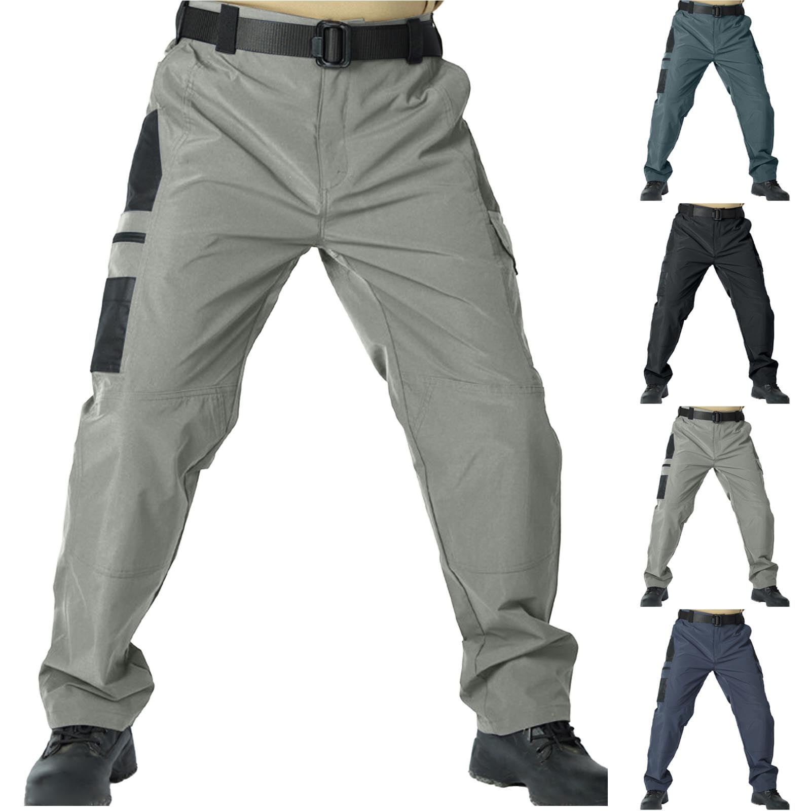 Afuyipoi Men's Outdoor Cargo Pants with Multi-pockets, Waterproof and ...