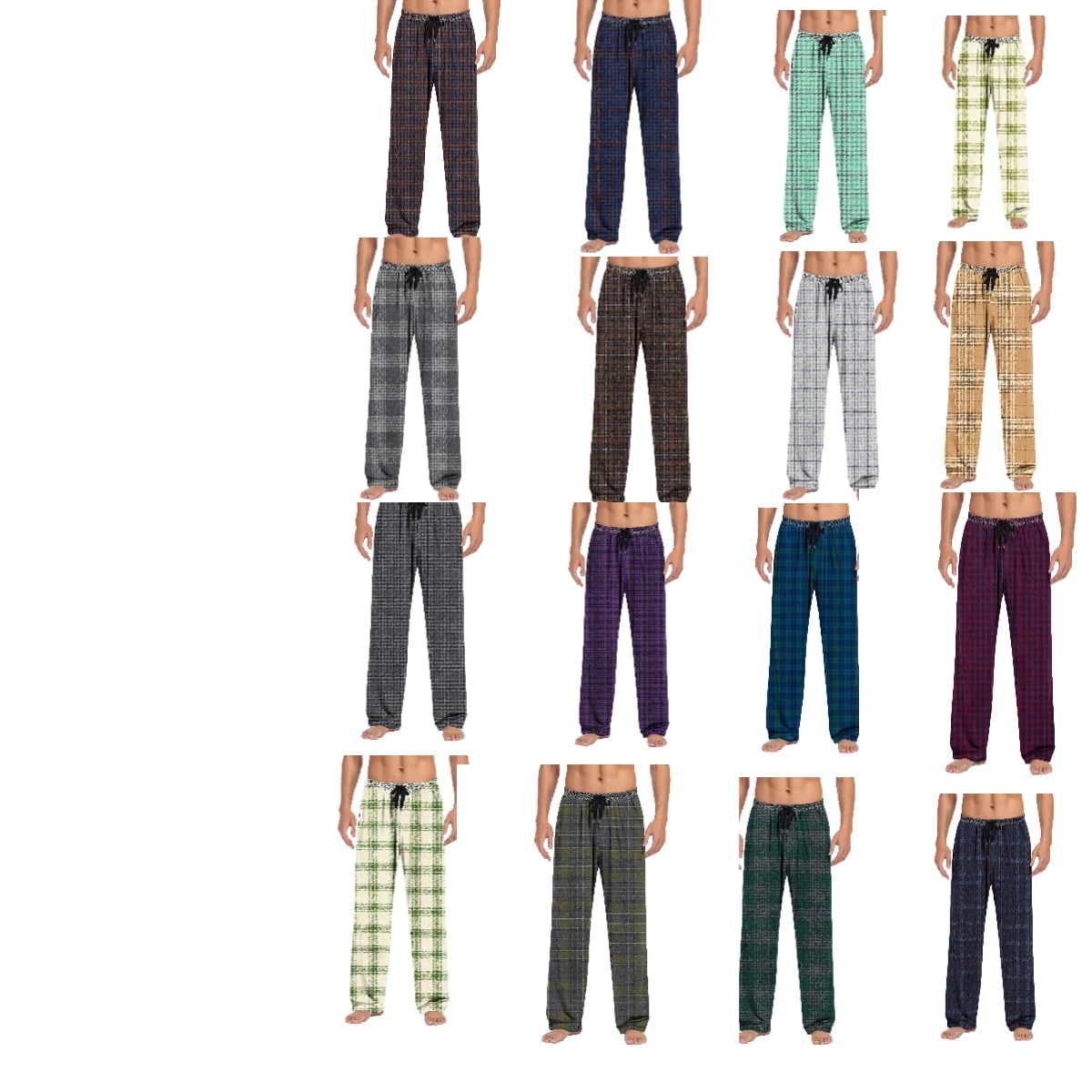 Afuyipoi Men's Pajama Pants, Elastic Waist Straight Leg Plaid Print ...