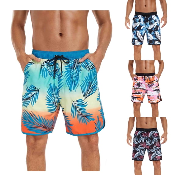 Afuyipoi Men’s Printed Quick-Dry Swim Trunks, Multi-Pocket, Elastic ...