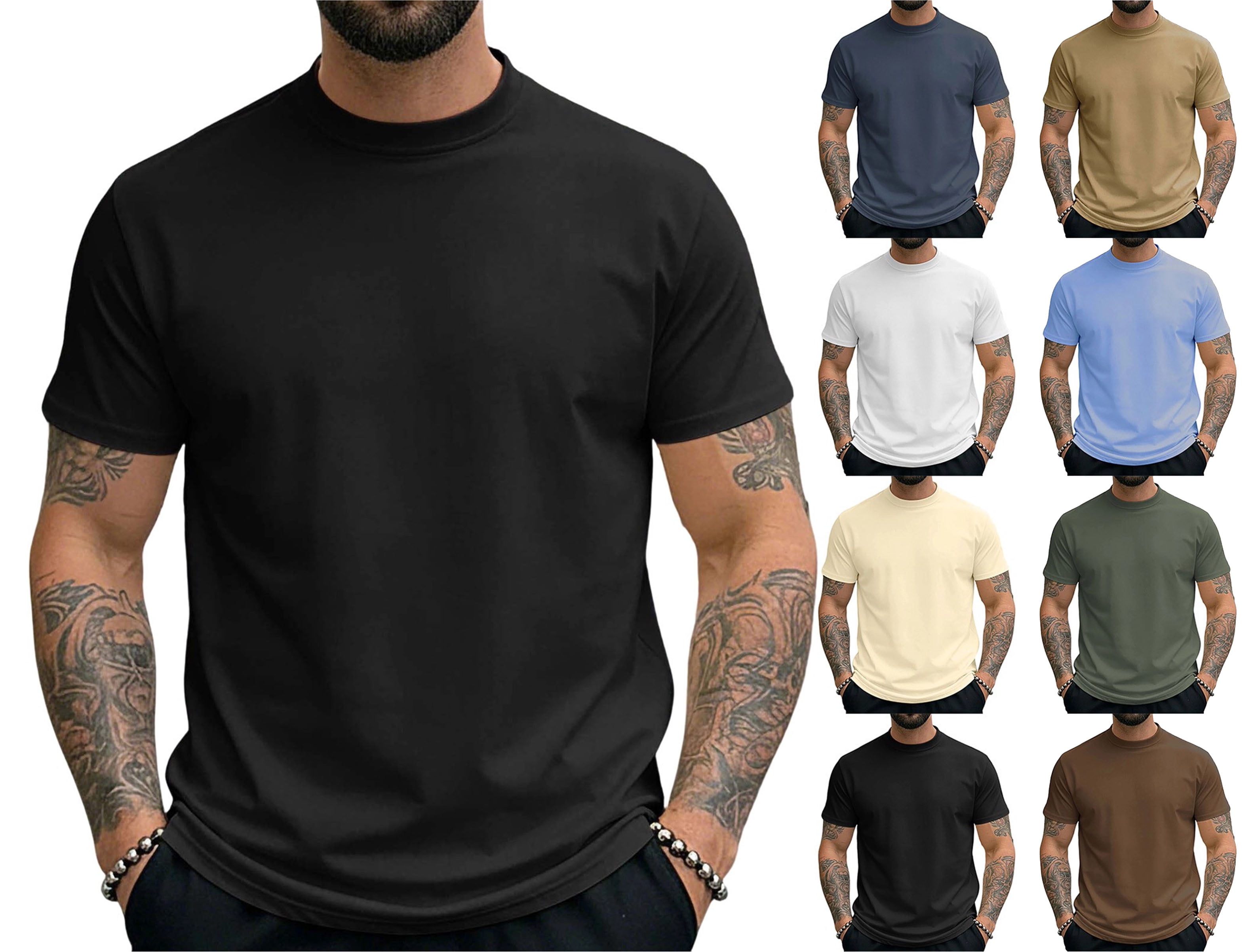 Afuyipoi Men's Quick-Dry Athletic T-shirts, Short-Sleeve Base Layer Tee ...