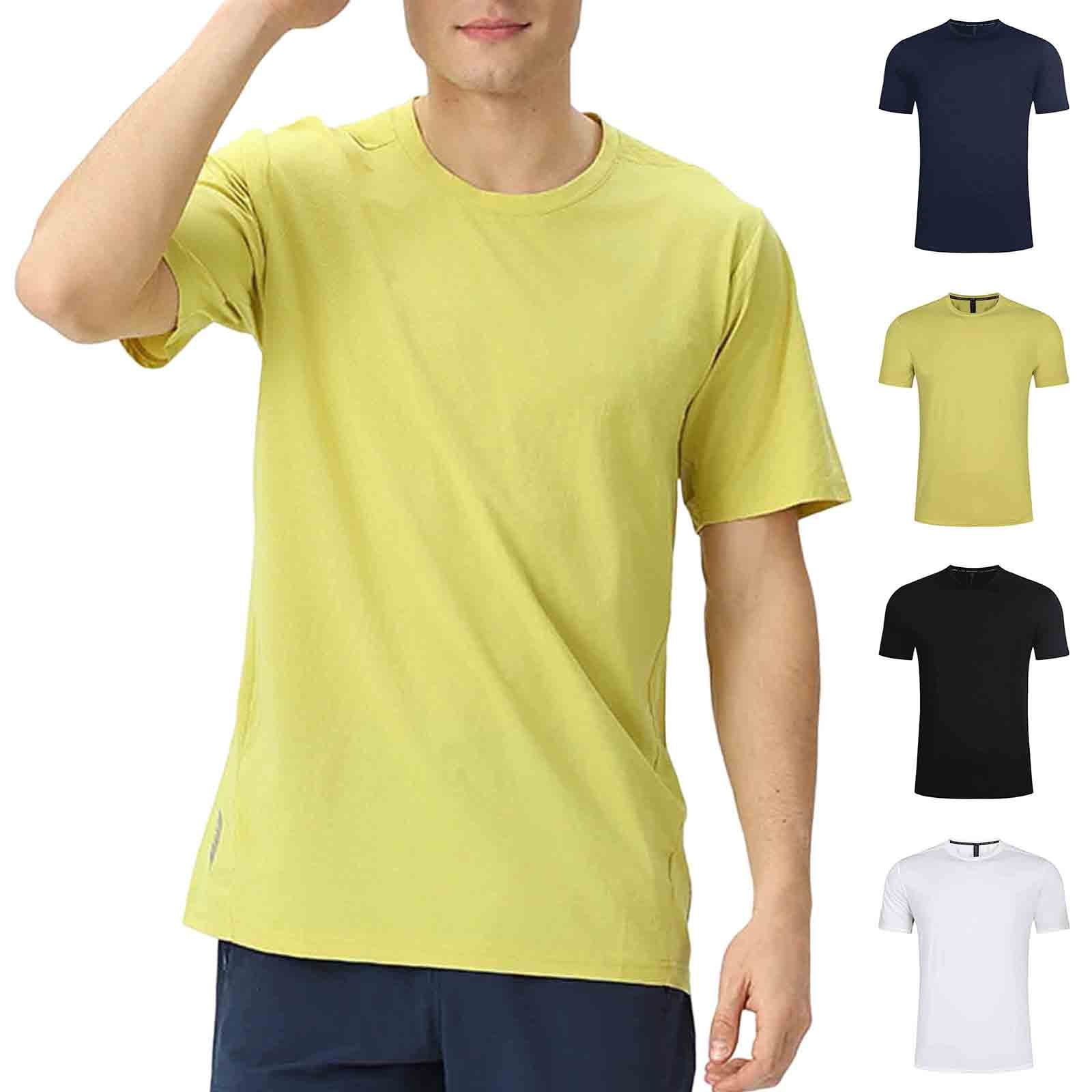 Afuyipoi Men's Quick-Dry Breathable Training T-Shirt Elastic Running ...