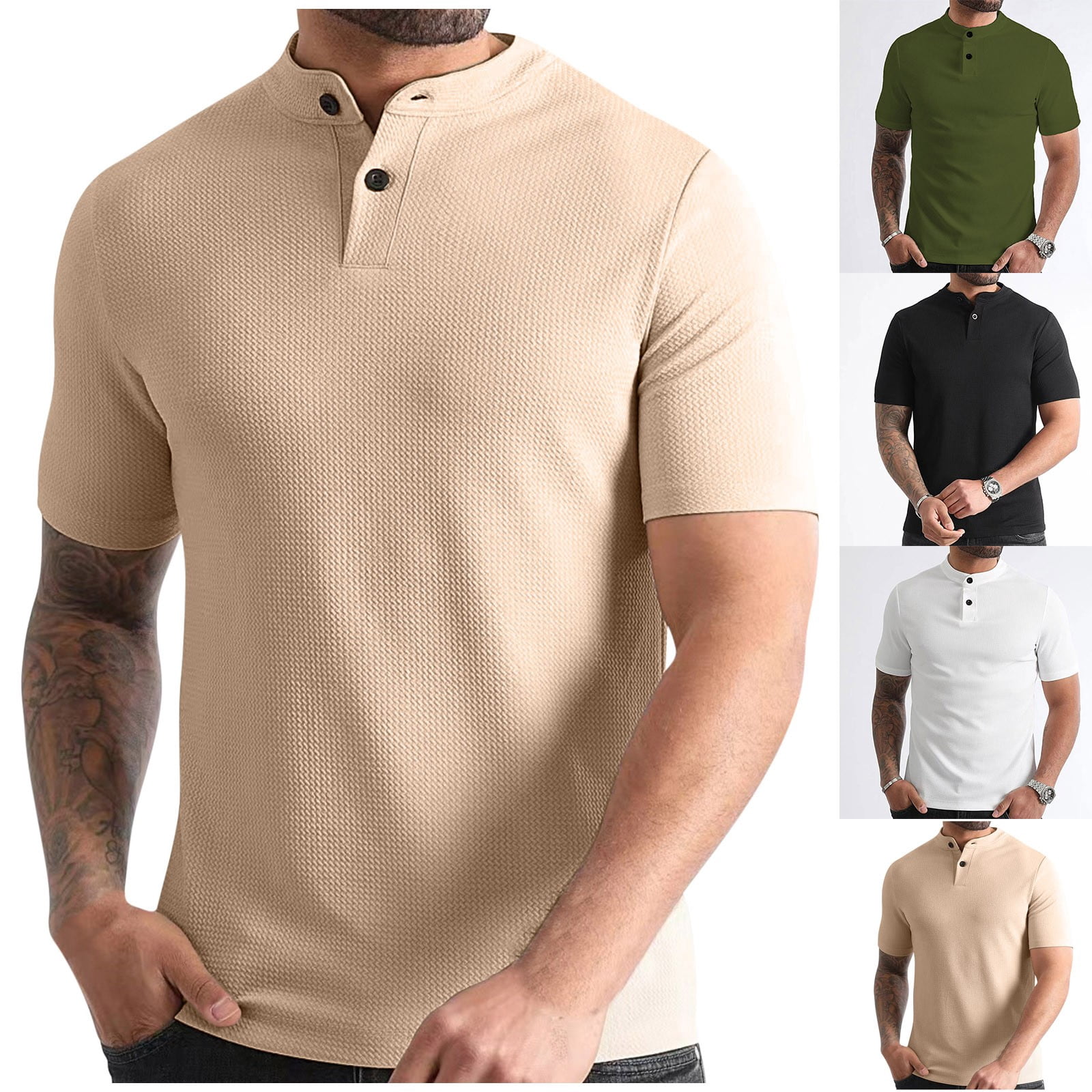 Afuyipoi Men's Short Sleeve T-Shirt,Classic Fit Knitting Cotton Round ...