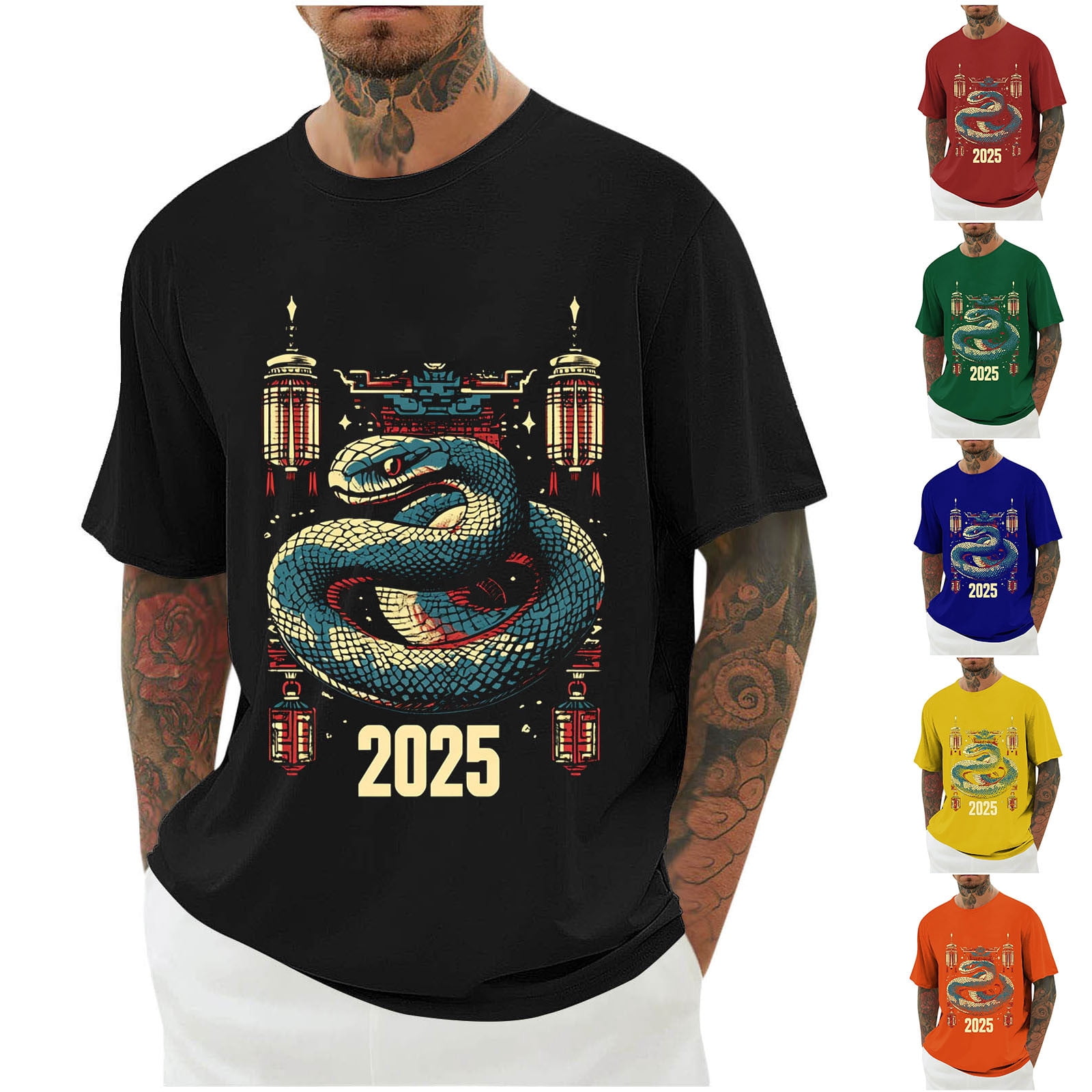 Afuyipoi Men's Snake Graphic Training Tee,Athletic Performance Contour ...