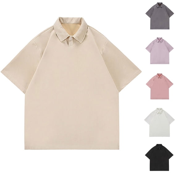 Afuyipoi Men's Solid Color Lapel Shirt,Solid Color Oversized Fit Lapel ...