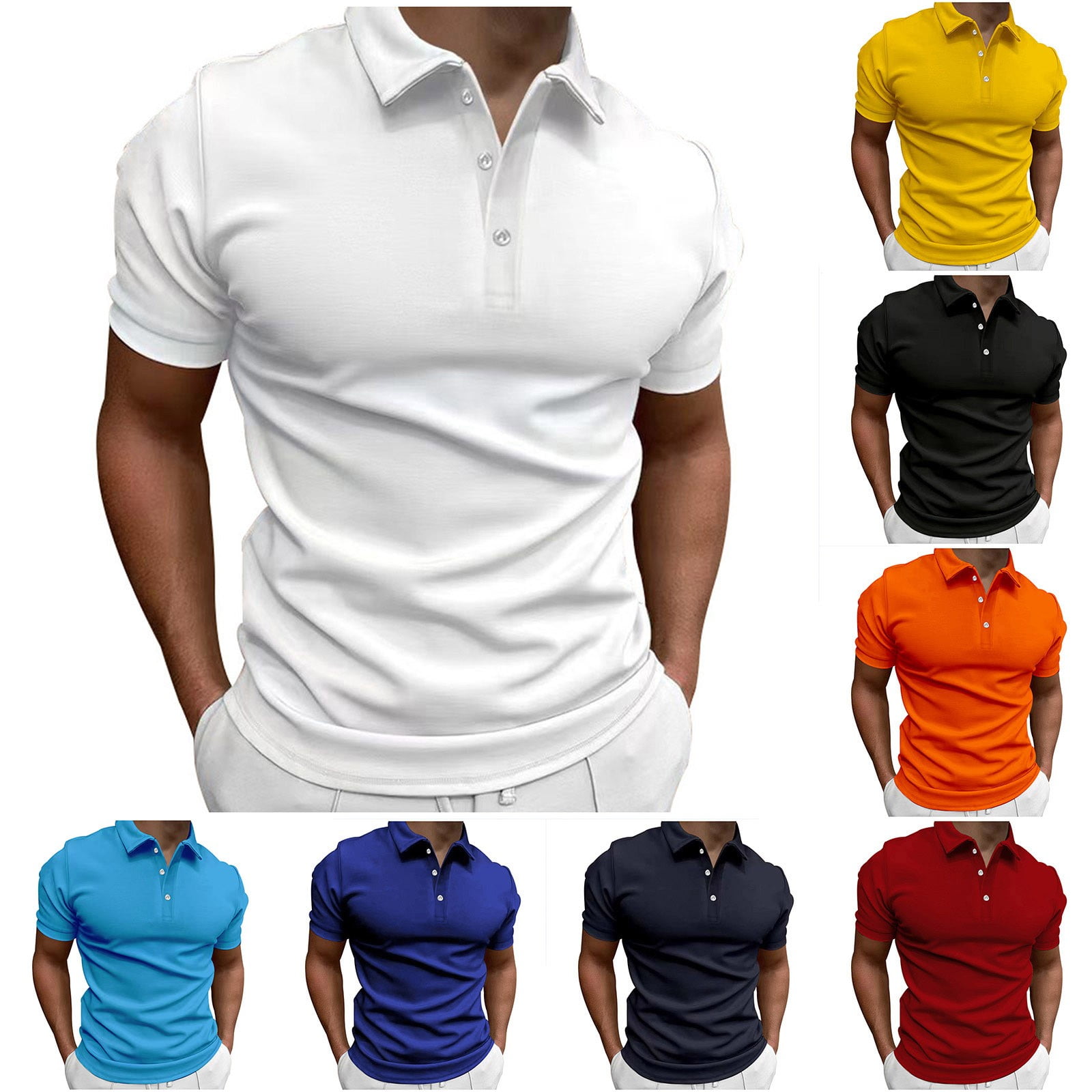 Afuyipoi Men's Solid Color Short Sleeve Shirt,Solid Color Button-Up ...