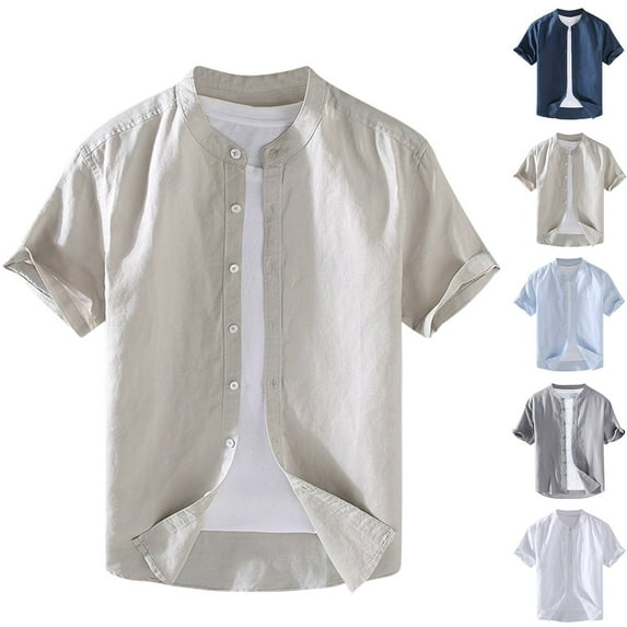 Afuyipoi Men's Solid Color Stand - up Collar Casual Loose Oversized ...