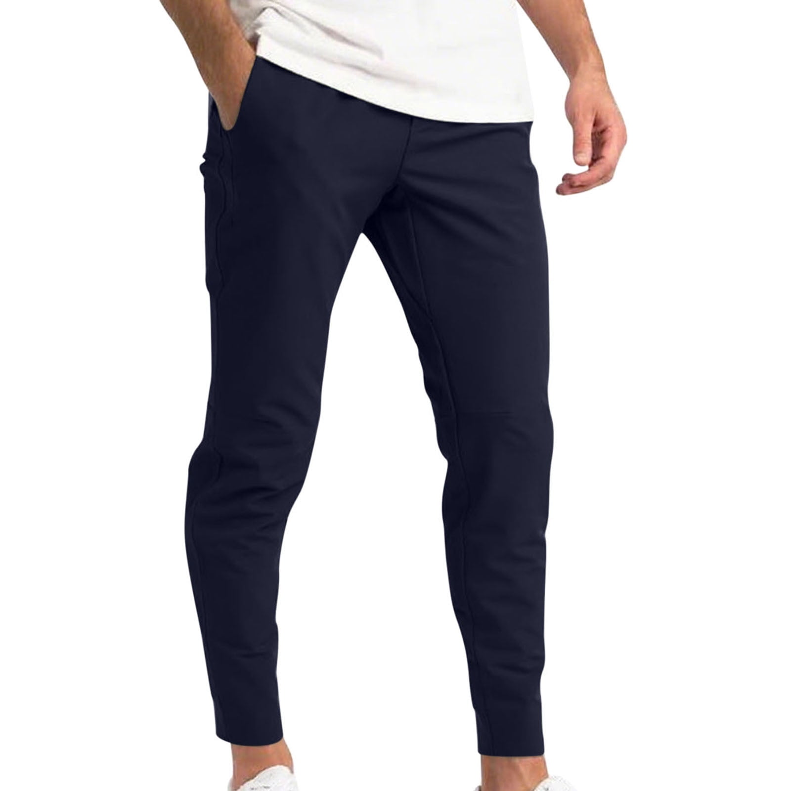 Afuyipoi Men's Stretch Cotton Long Pants,Solid Slim Fit Casual ...