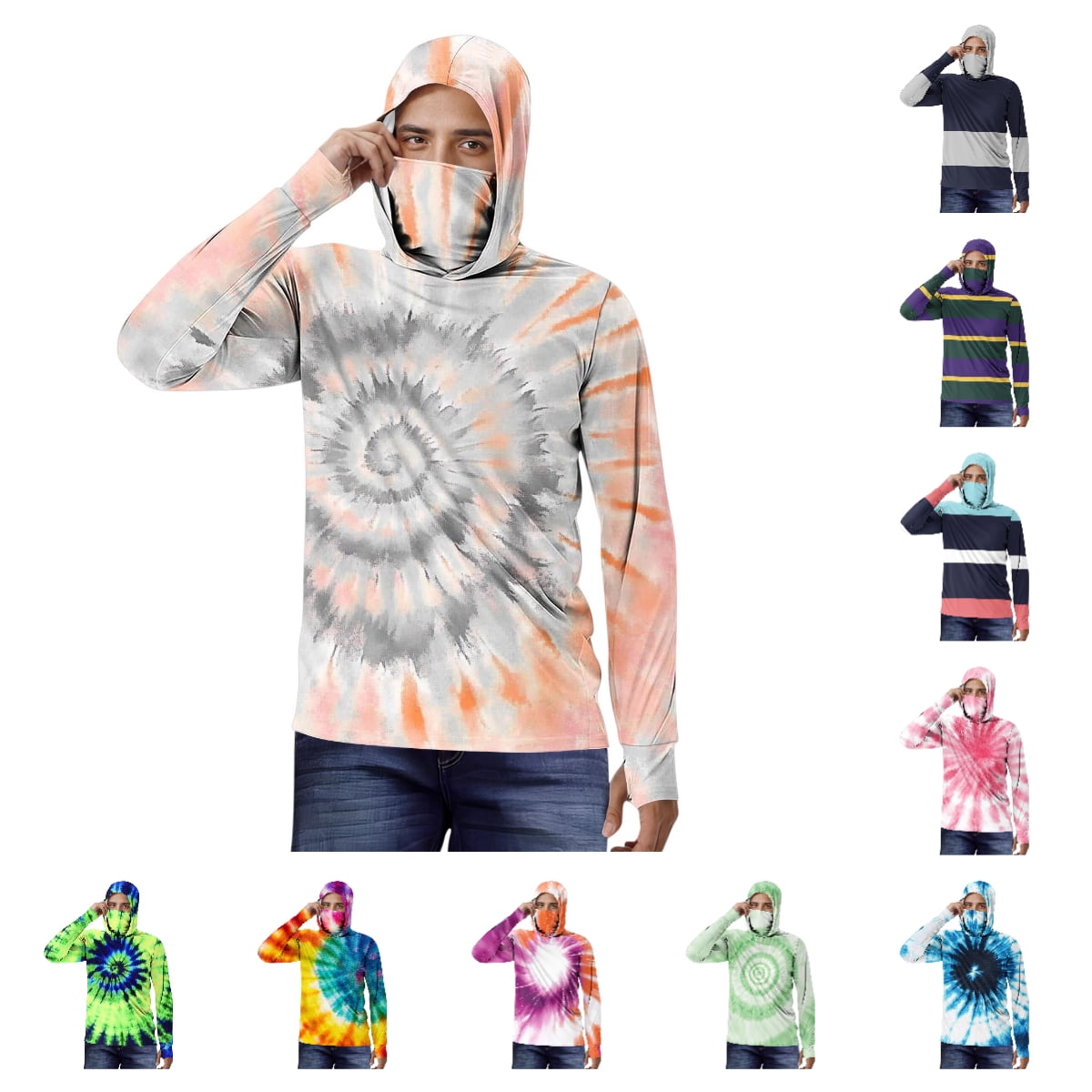 Afuyipoi Men's Sun Protection Top,Integrated Face Cover Moisture ...