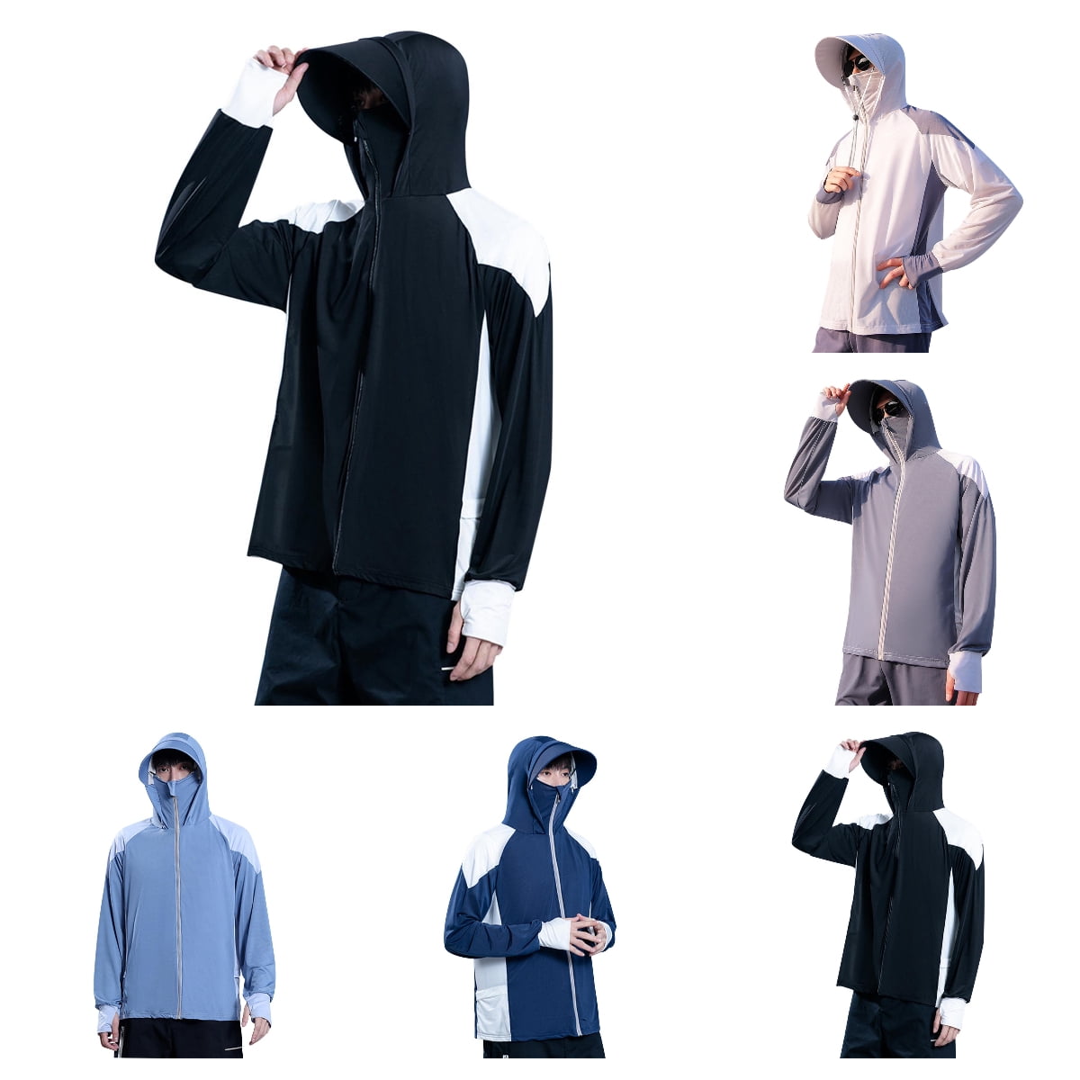 Afuyipoi Men's Sunscreen Jacket,UPF 50+ Protection Ice Silk Summer Sun ...