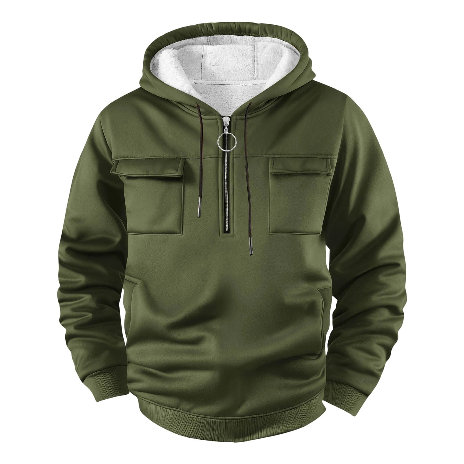 Afuyipoi Men's Thermal Hooded Sweatshirt, Winter Pullover Hooded ...