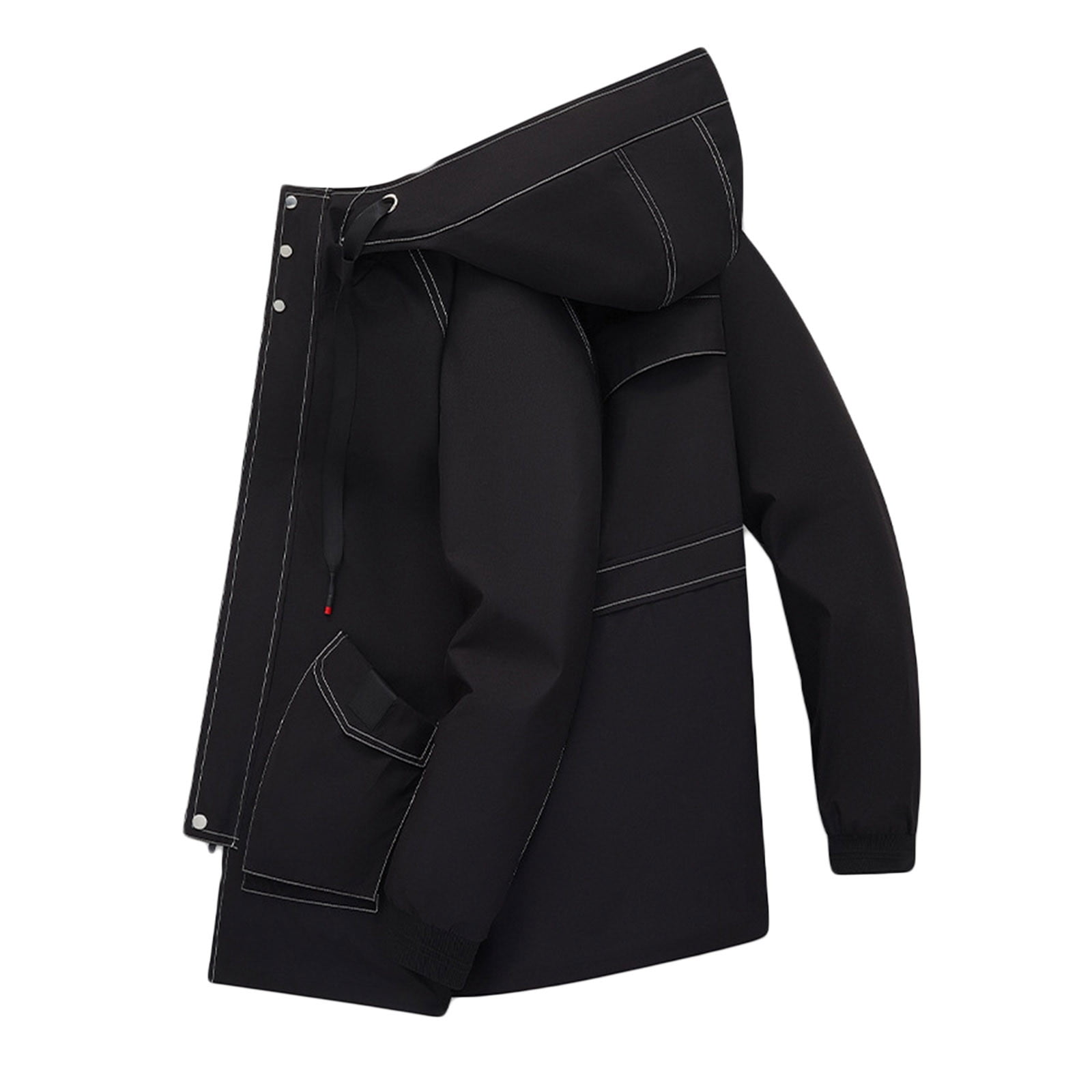 Afuyipoi Men's Trench Coat,Zip - up with Pockets Mid-Length Zip-Up ...