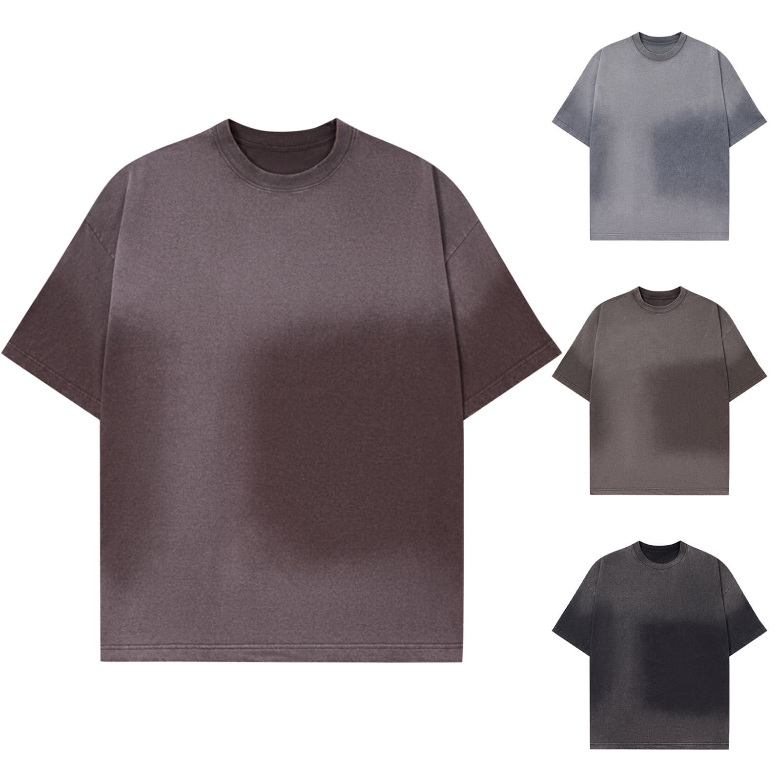 Afuyipoi Men's Washed Cotton T-Shirt,Solid Loose Fit Soft Vintage Tees ...