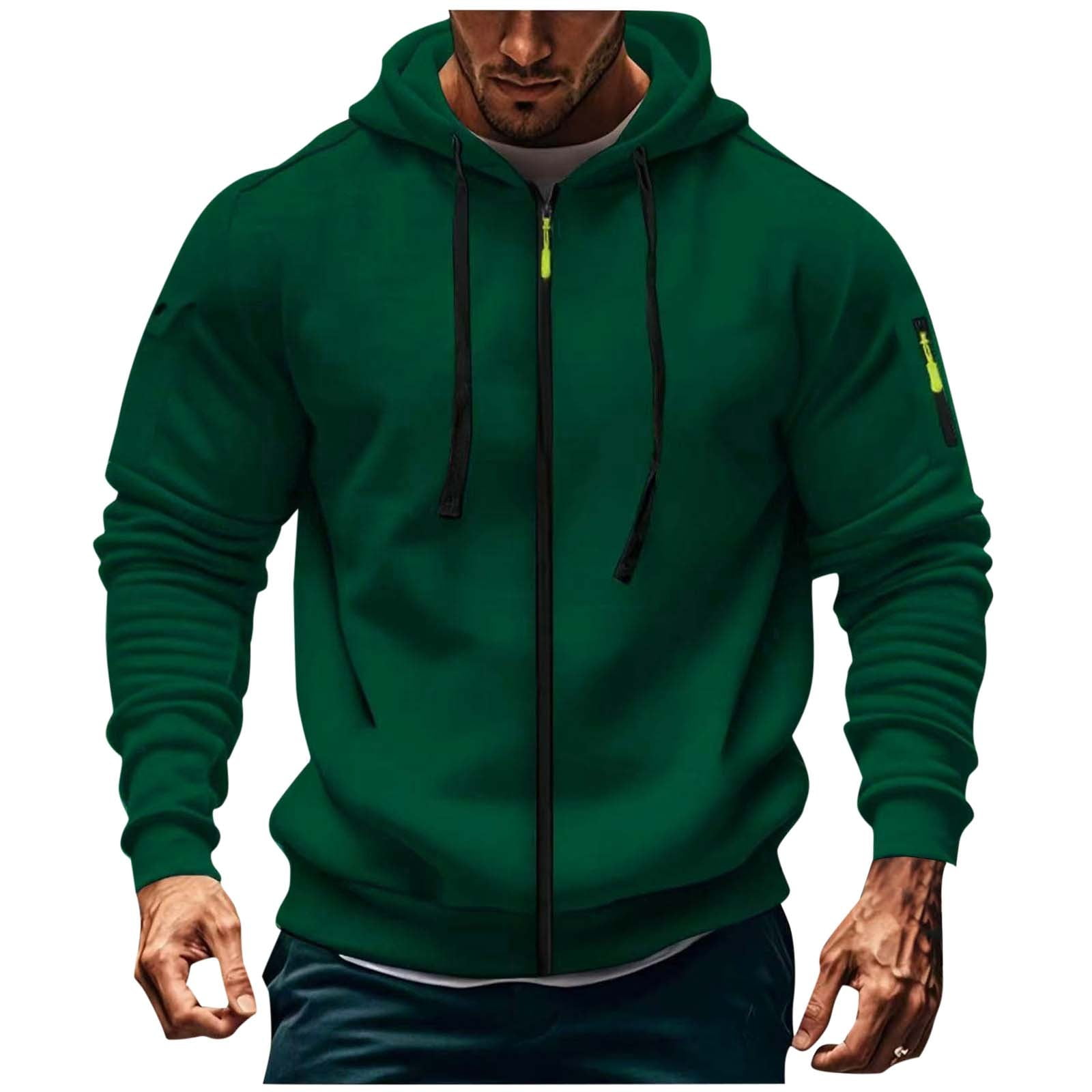 Afuyipoi Men's Workout Hoodie, With Pocket Fall Zip Stand-collar Cargo ...