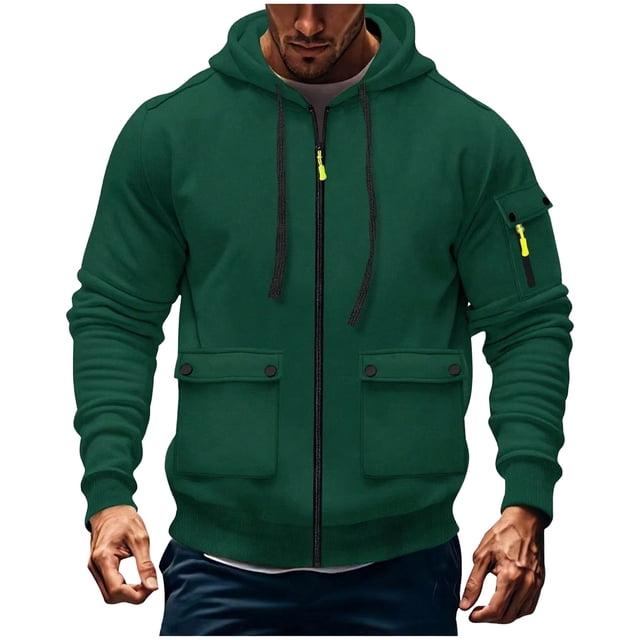 Afuyipoi Men's Workwear Jackets,Long - sleeve Multi - pocket Zipper ...