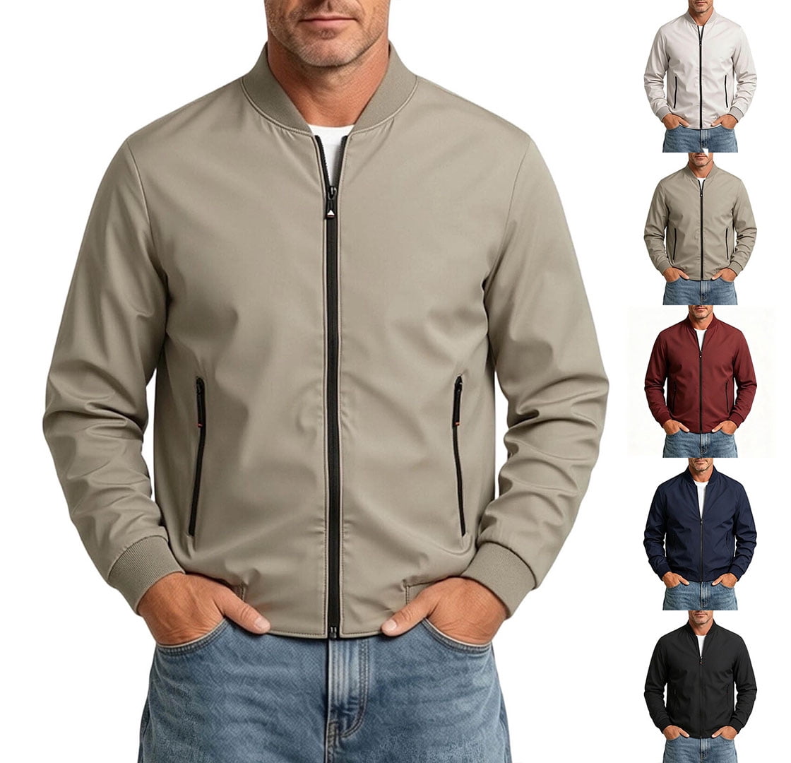 Afuyipoi Men’s Zip-Up Bomber Jacket Lightweight Casual Work Jacket ...